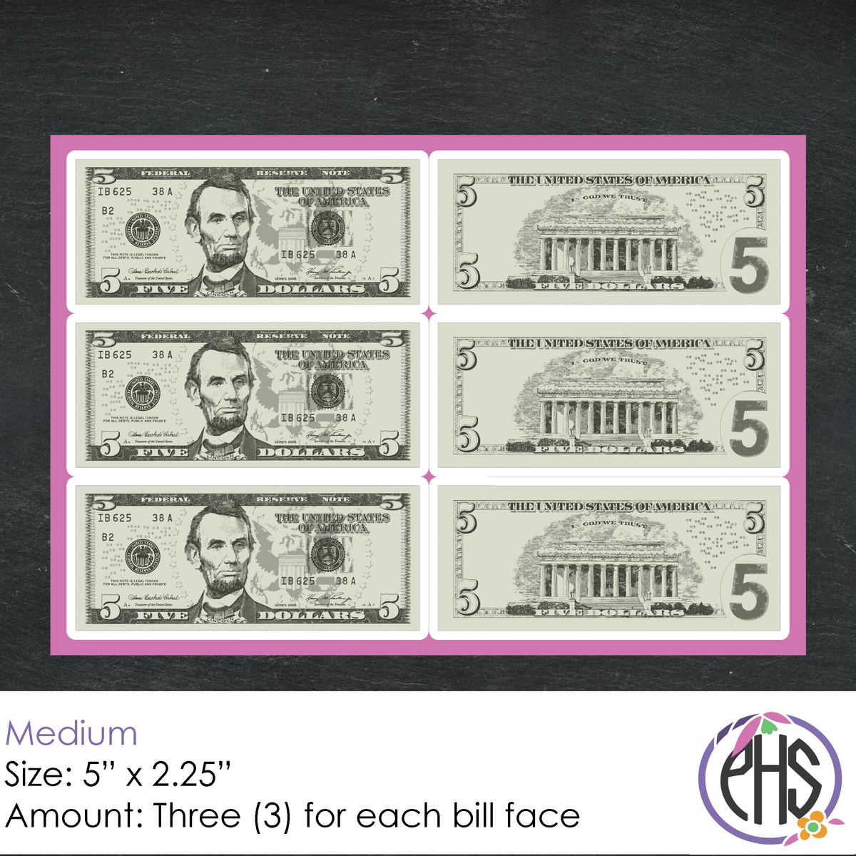 Math Five-dollar Bill Stickers $5 – Pretty Homeschool