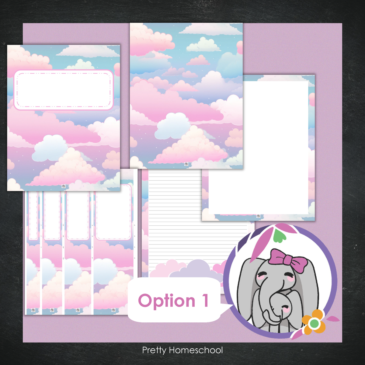 Printable and Editable Binder Covers and Spines - Clouds – Pretty ...