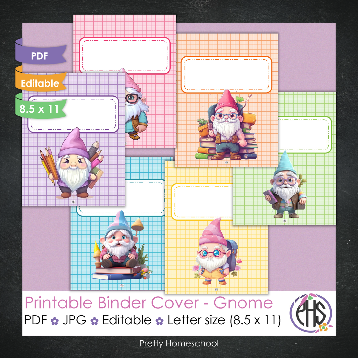 Printable and Editable Binder Covers and Spines - Gnome – Pretty Homeschool