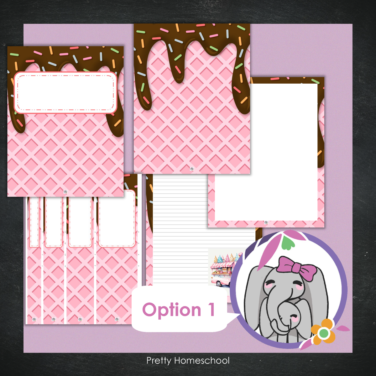 Printable and Editable Binder Covers and Spines - Ice Cream – Pretty ...