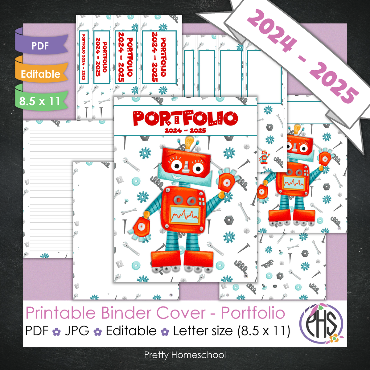 Editable and Printable Portfolio Binder Covers and Spines | Red Robot ...