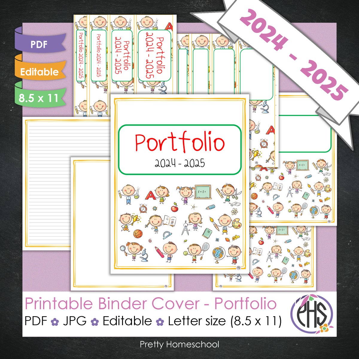Editable and Printable Portfolio Binder Covers and Spines | School Kid ...