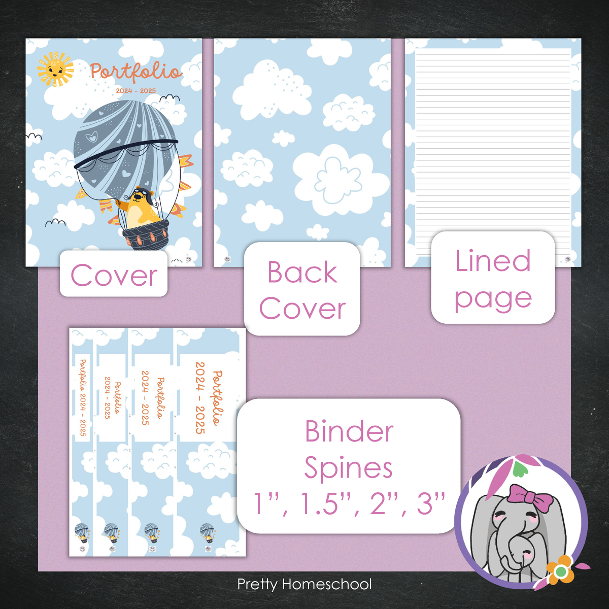 Editable and Printable Portfolio Binder Covers and Spines | Bears Them ...
