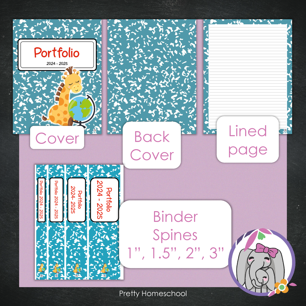 Editable and Printable Portfolio Binder Covers and Spines | School Ani ...