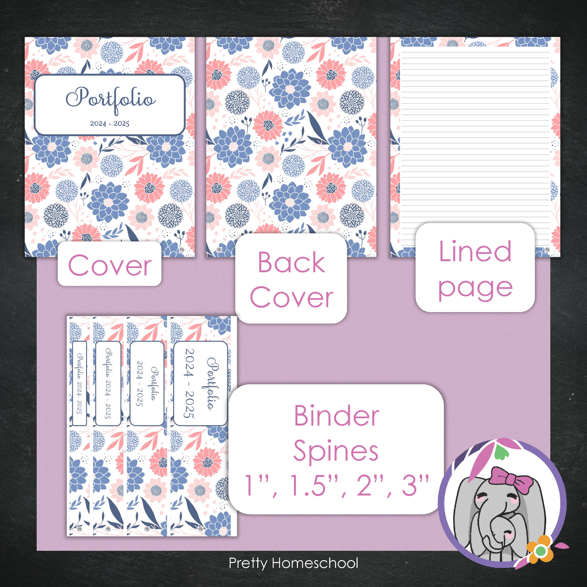 Editable and Printable Portfolio Binder Covers and Spines | Blue and C ...