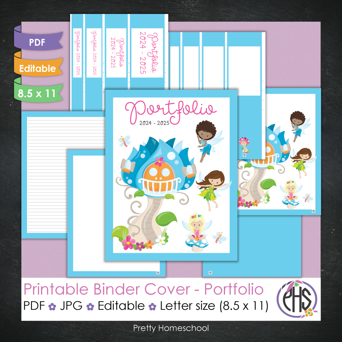 Editable and Printable Portfolio Binder Covers and Spines | Fairies Th ...