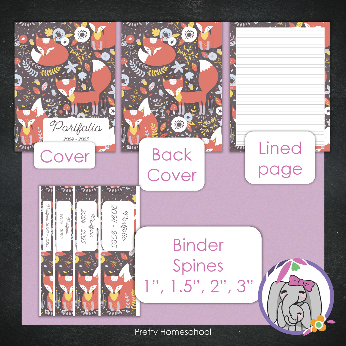 Editable and Printable Portfolio Binder Covers and Spines | Orange Fox ...