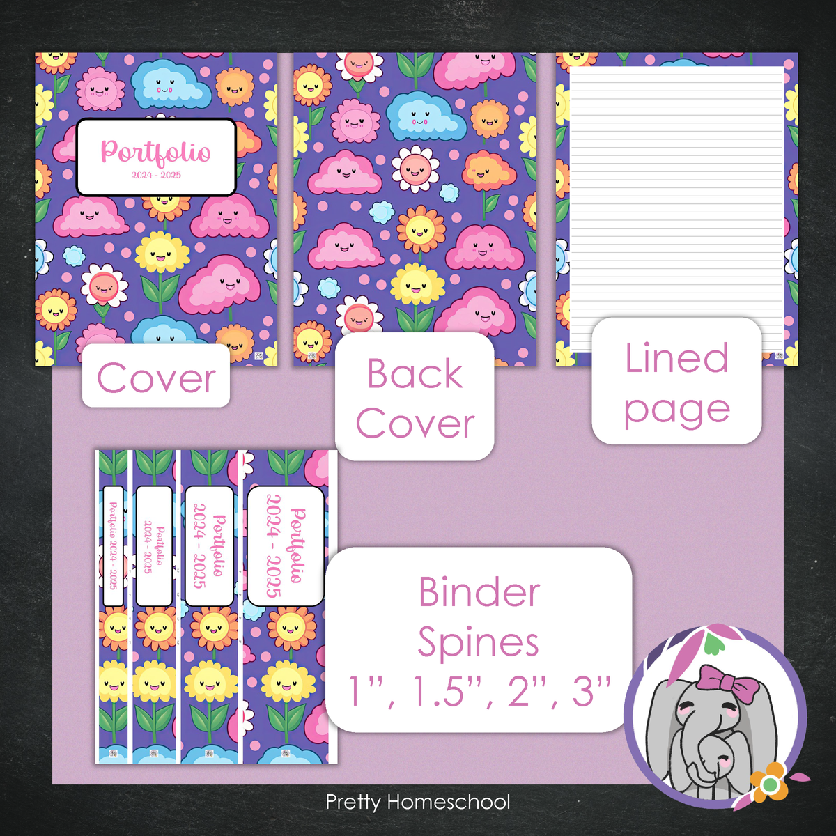 Editable and Printable Portfolio Binder Covers and Spines | Happy Flow ...