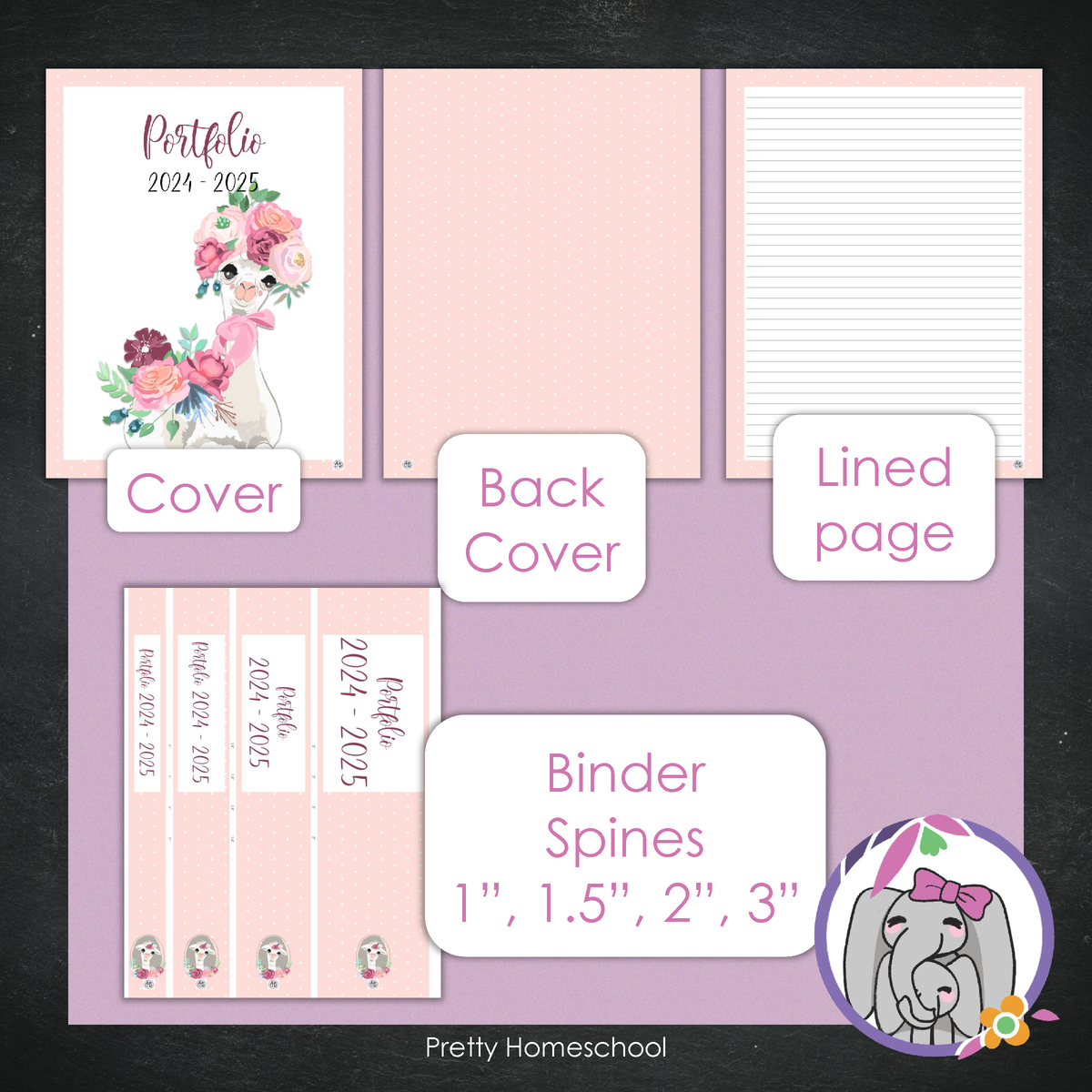 Editable and Printable Portfolio Binder Covers and Spines | Llama Them ...