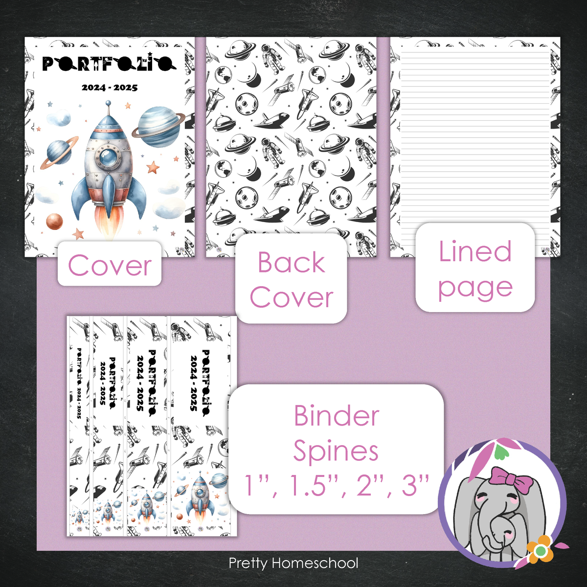 Editable and Printable Portfolio Binder Covers and Spines | Spaceship ...