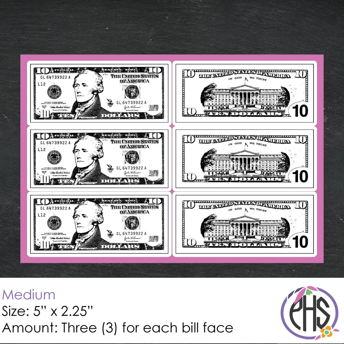 Black and White Math Ten-dollar Bill Stickers $10 – Pretty Homeschool