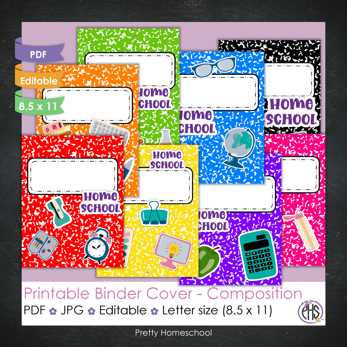 Printable and Editable Binder Covers and Spines - Composition – Pretty ...