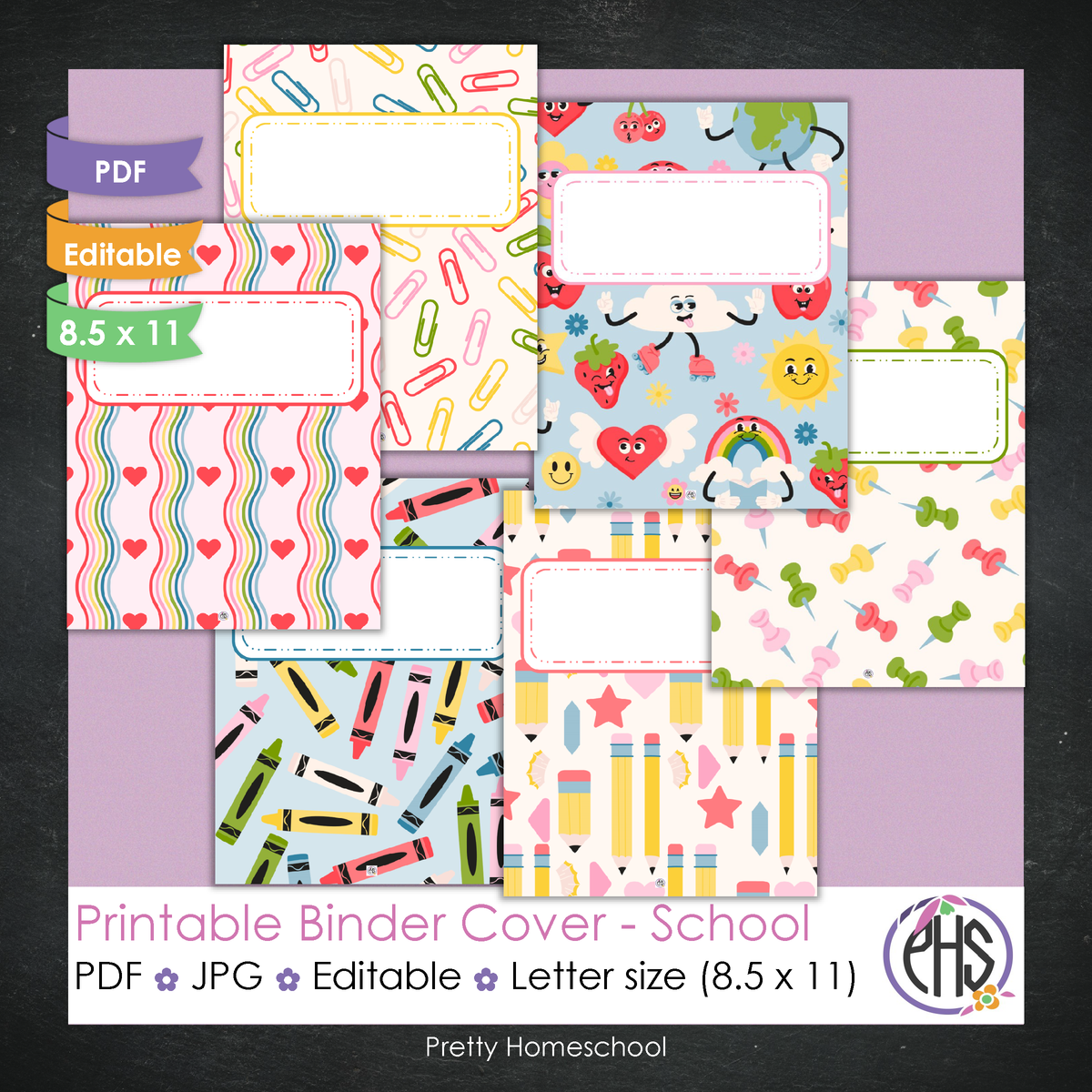 Printable and Editable Binder Covers and Spines - School – Pretty ...