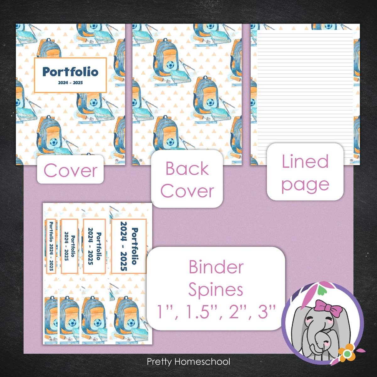 Editable and Printable Portfolio Binder Covers and Spines | Blue Schoo ...