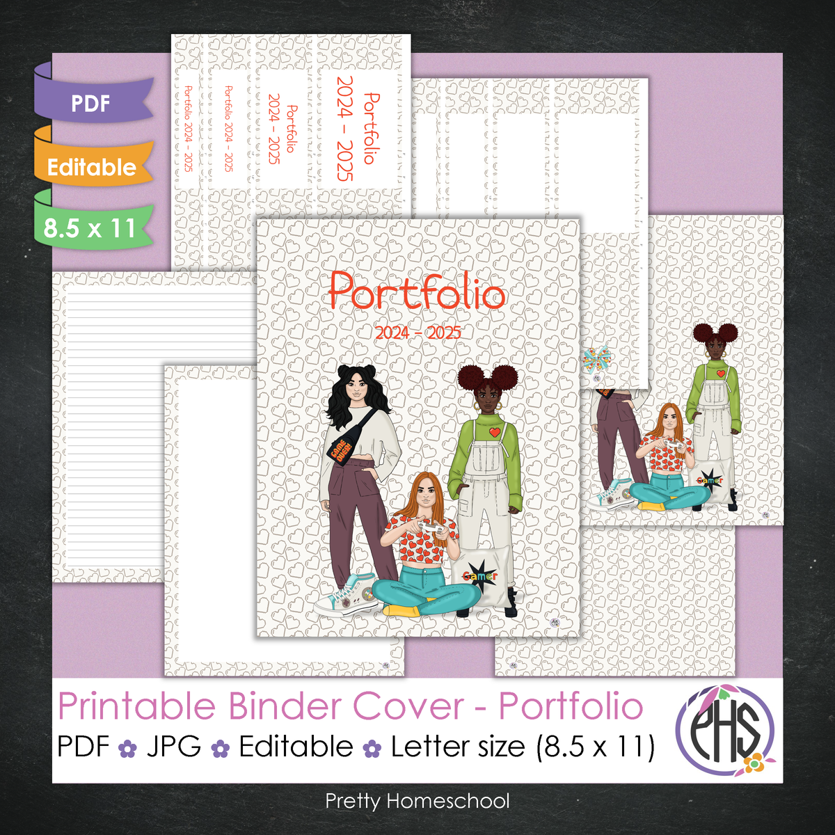 Editable and Printable Portfolio Binder Covers and Spines | Video Game ...