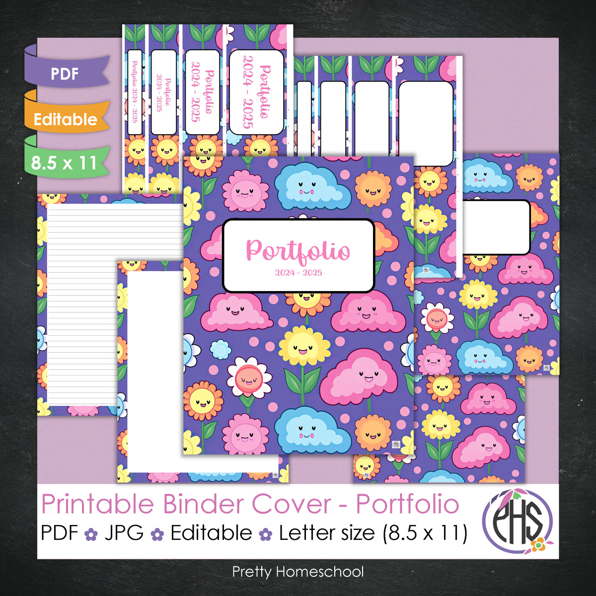 Editable and Printable Portfolio Binder Covers and Spines | Happy Flow ...