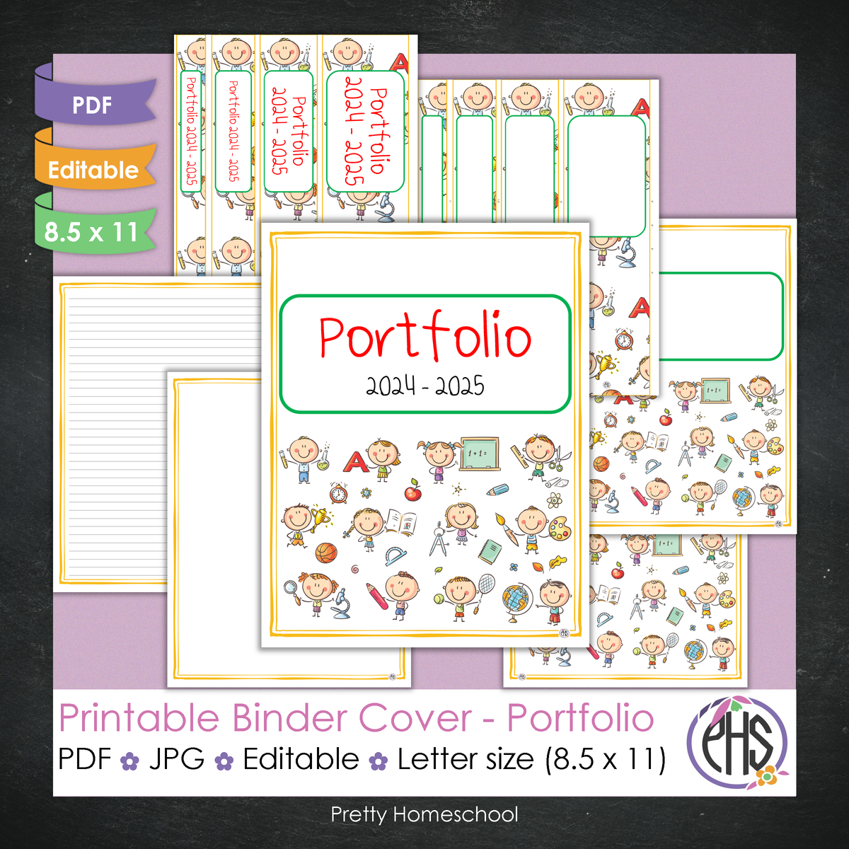 Editable and Printable Portfolio Binder Covers and Spines | School Kid ...