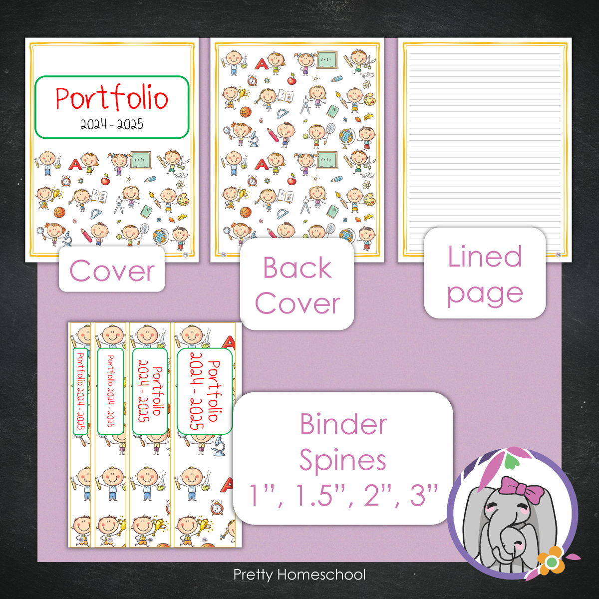 Editable and Printable Portfolio Binder Covers and Spines | School Kid ...
