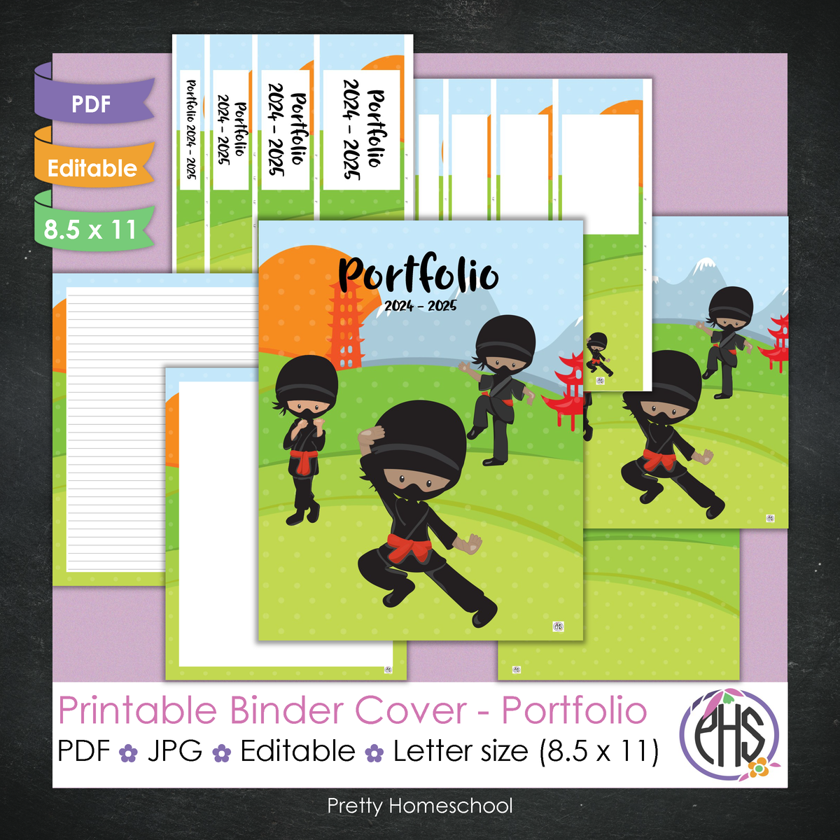 Editable and Printable Portfolio Binder Covers and Spines | Ninjas The ...