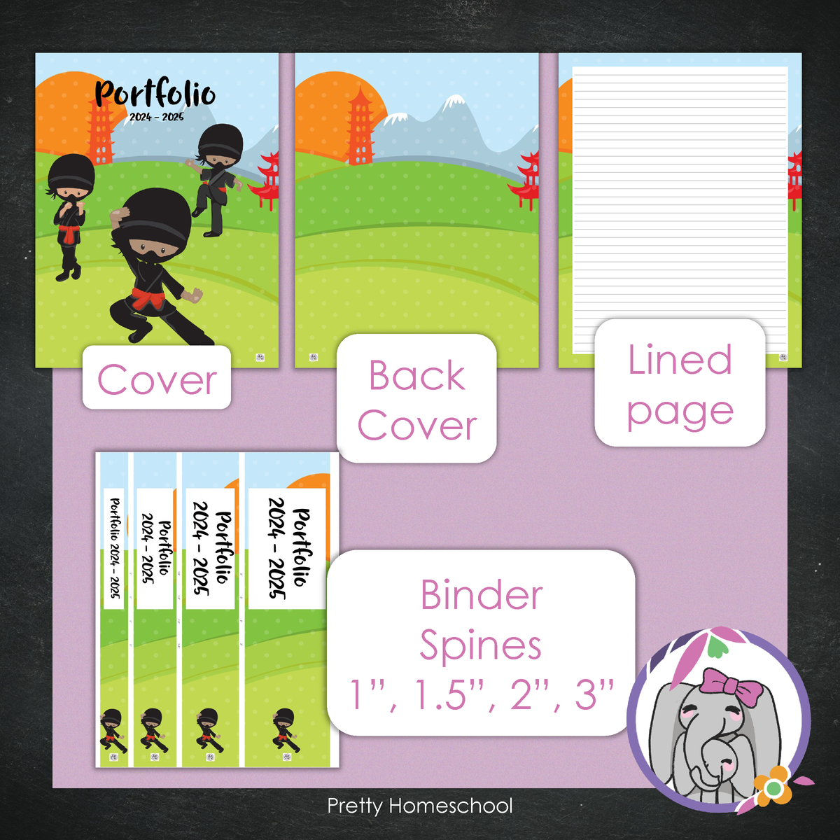Editable and Printable Portfolio Binder Covers and Spines | Ninjas The ...