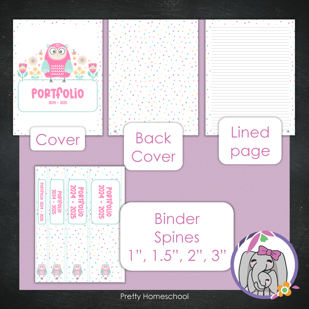 Editable and Printable Portfolio Binder Covers and Spines | Owls and F ...
