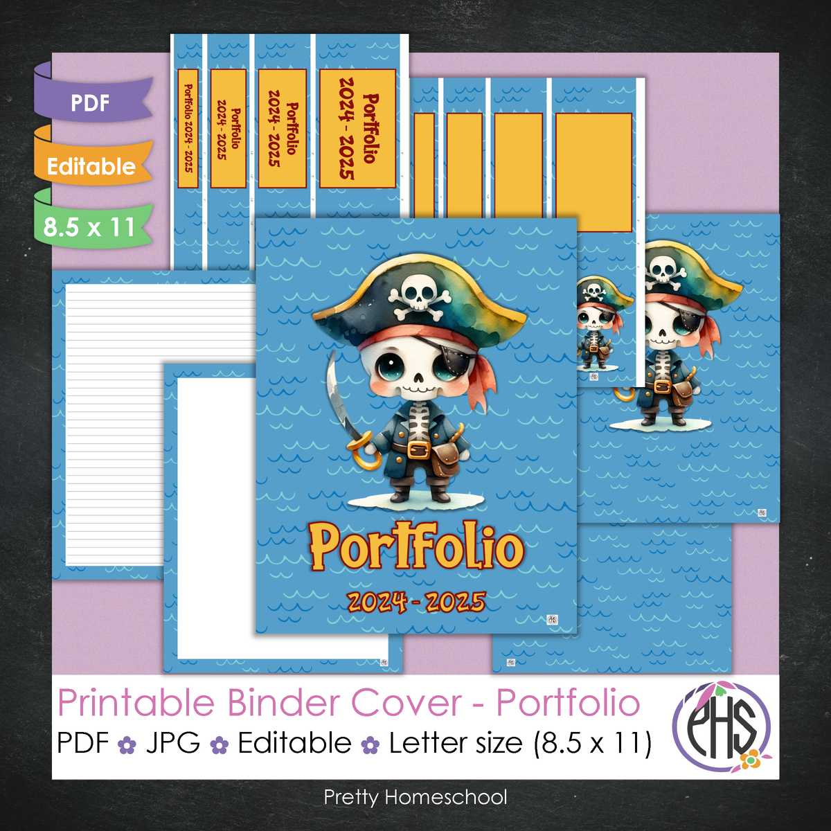 Editable and Printable Portfolio Binder Covers and Spines | Pirates Th ...