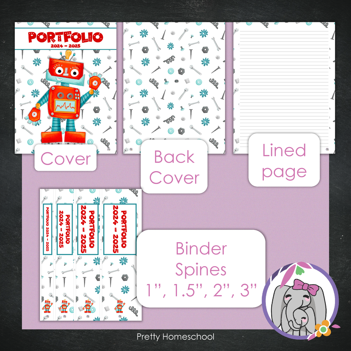 Editable and Printable Portfolio Binder Covers and Spines | Red Robot ...