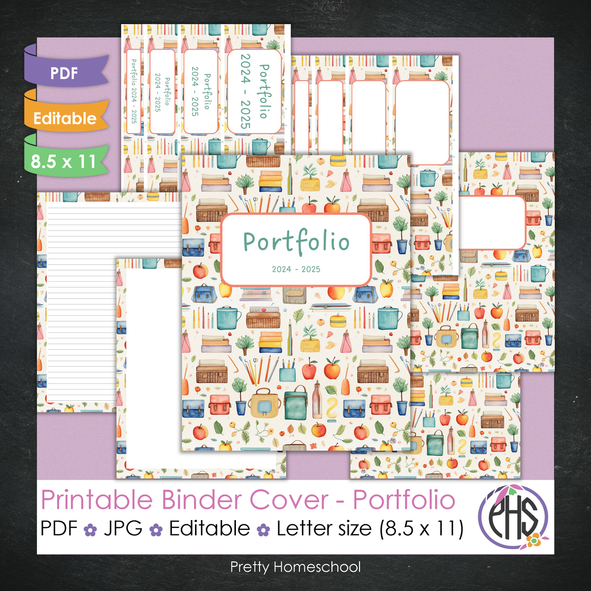 Editable and Printable Portfolio Binder Covers and Spines | Vintage Sc ...