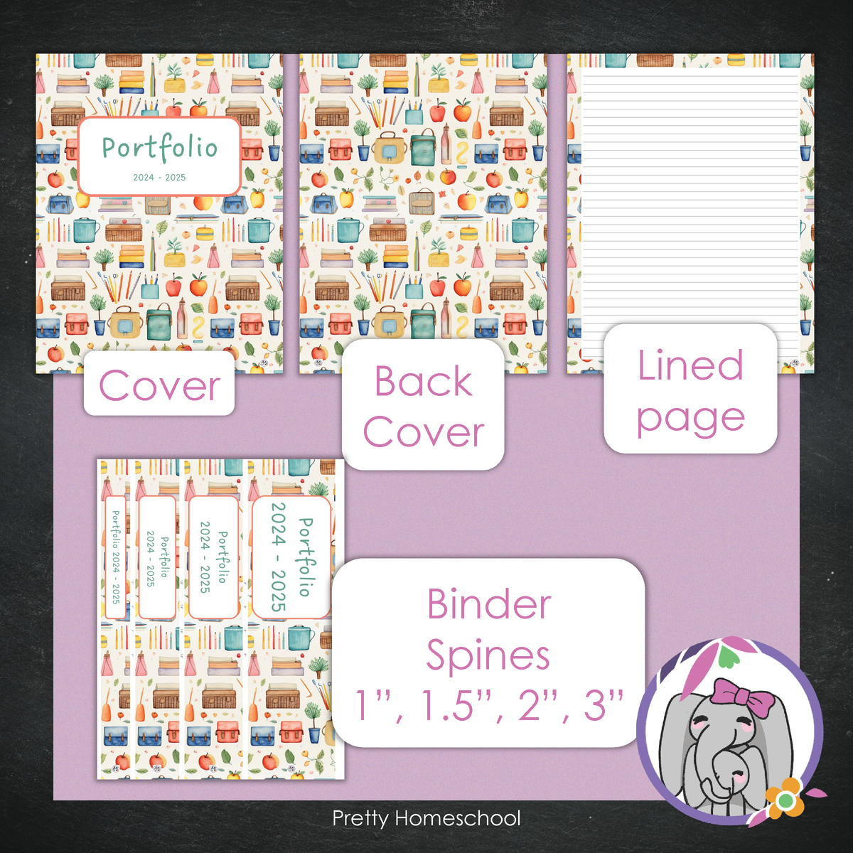 Editable and Printable Portfolio Binder Covers and Spines | Vintage Sc ...