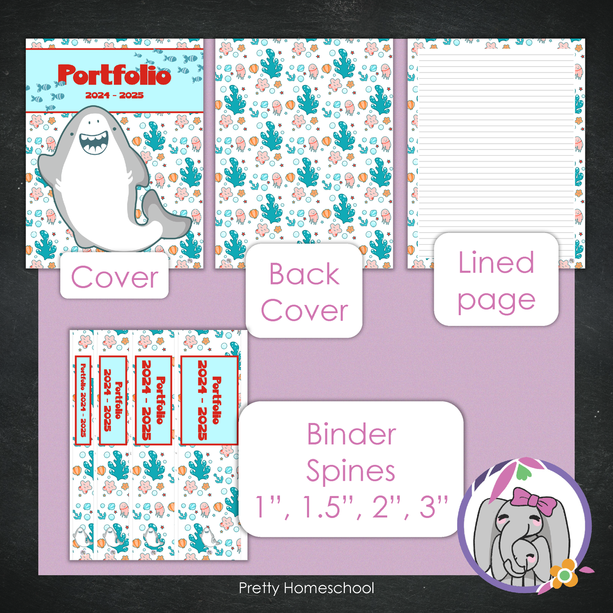 Editable and Printable Portfolio Binder Covers and Spines | Grey Shark ...