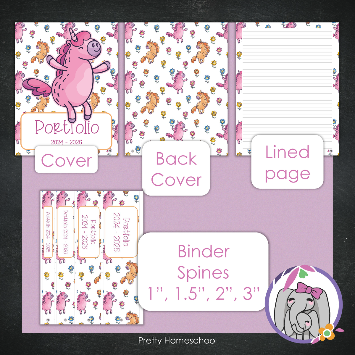 Editable and Printable Portfolio Binder Covers and Spines | Pink and Y ...
