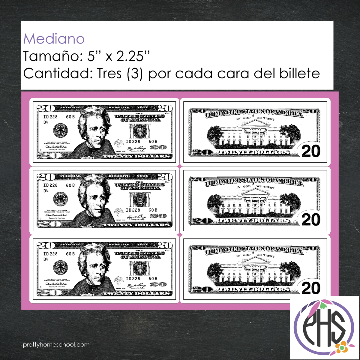 Stickers billetes de veinte dolares $20 / Blanco y negro – Pretty ...