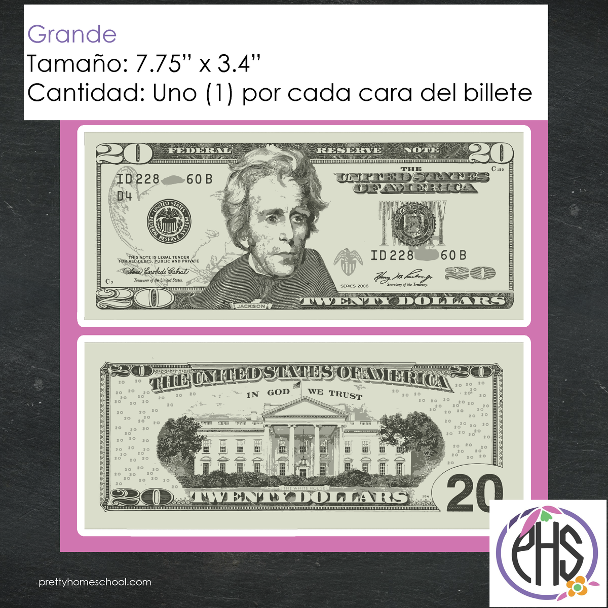 Stickers billetes de veinte dolares $20 – Pretty Homeschool