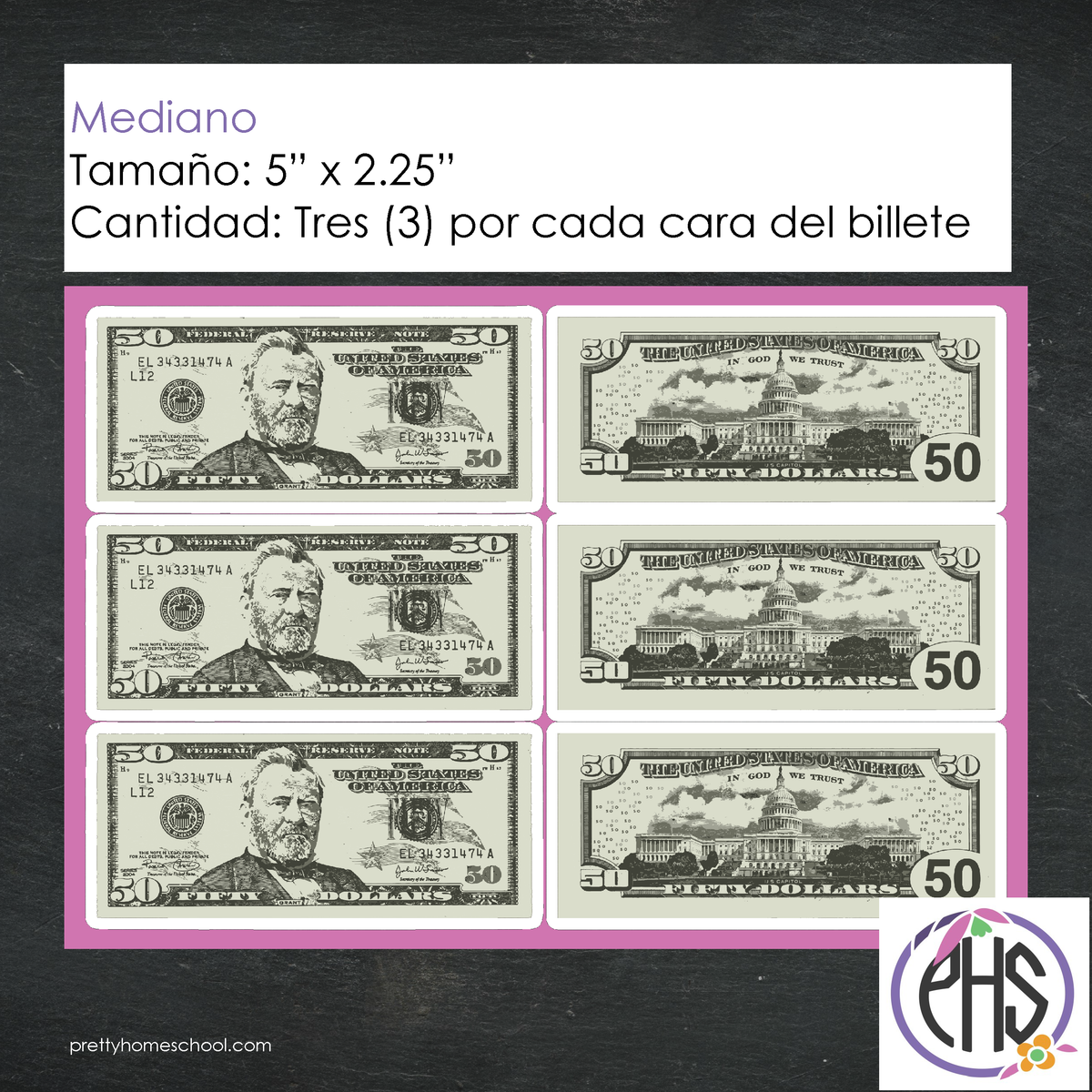 Stickers billetes de cincuenta dolares $50 – Pretty Homeschool